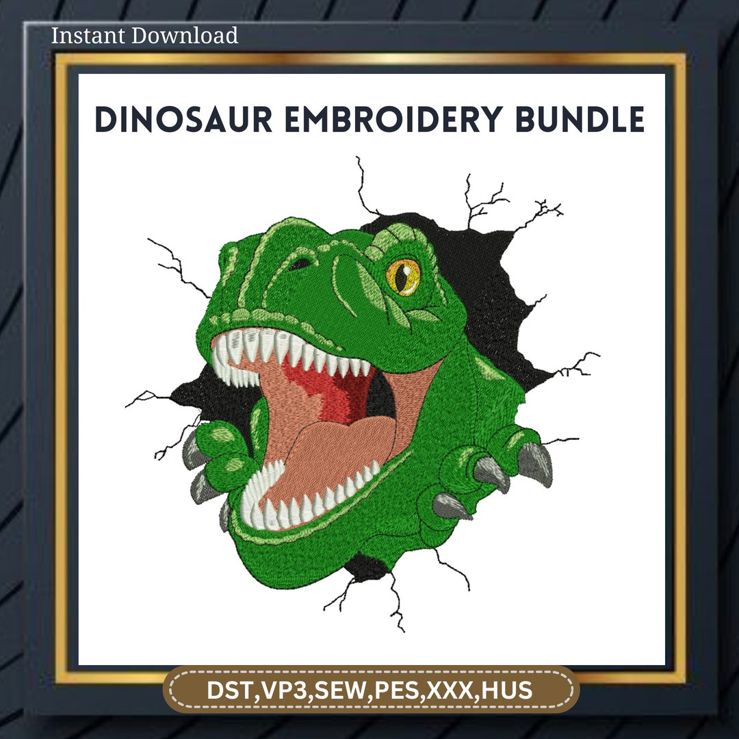 Dinosaur Embroidery Design Cute Dinosaur Embroidery Dino Embroidery ...
