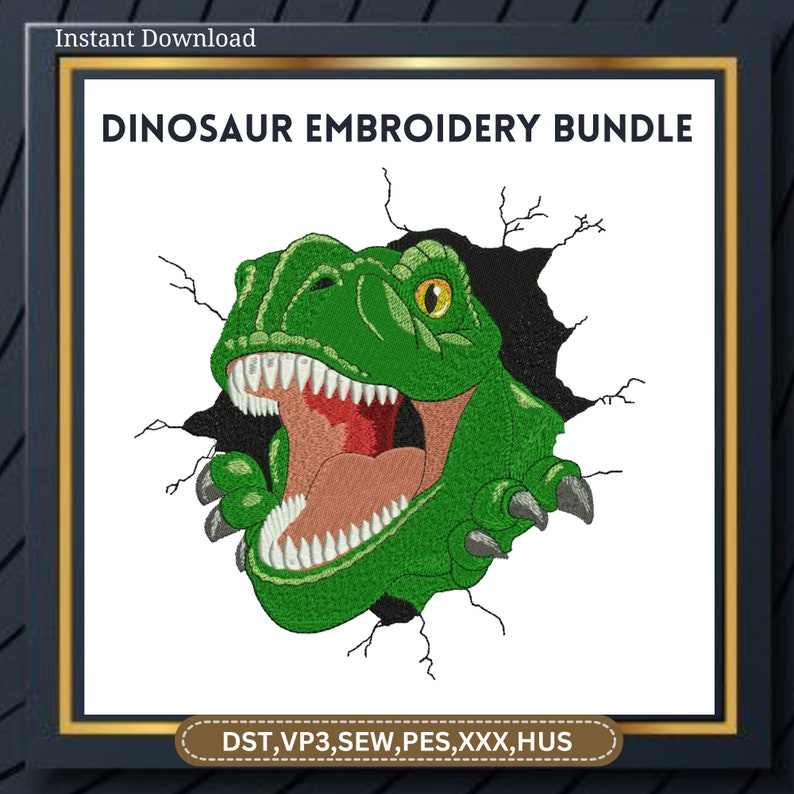 Dinosaur Embroidery Design Cute Dinosaur Embroidery Dino Embroidery ...