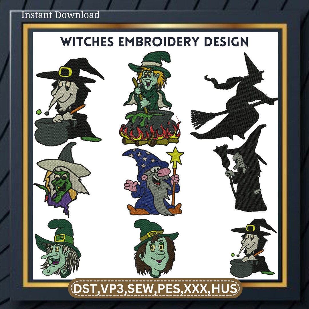 Witch Embroidery Designs, Bad Girls Witches Embroidery, Little Witch ...