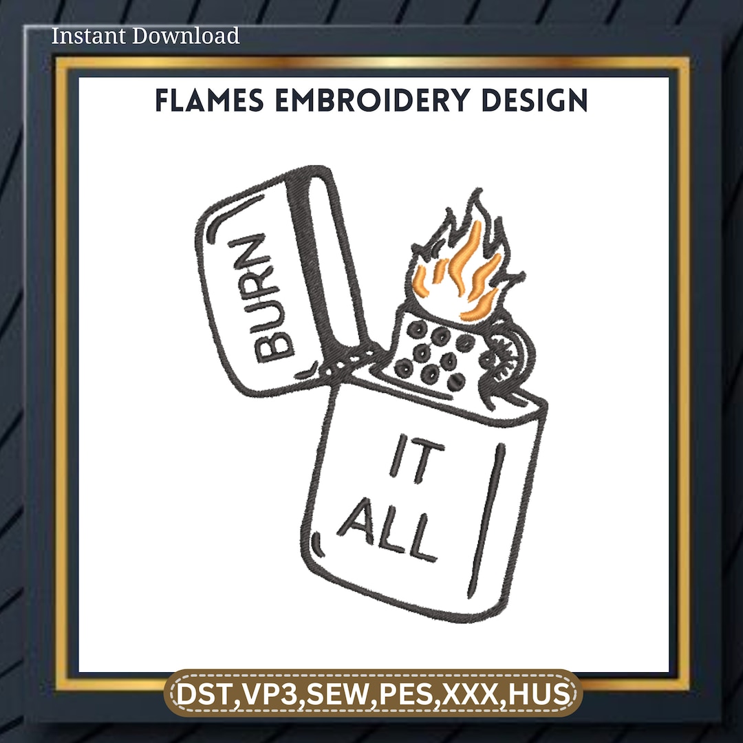 Flame Embroidery Design, Fire Embroidery, Camp Fire Embroidery, Piston ...