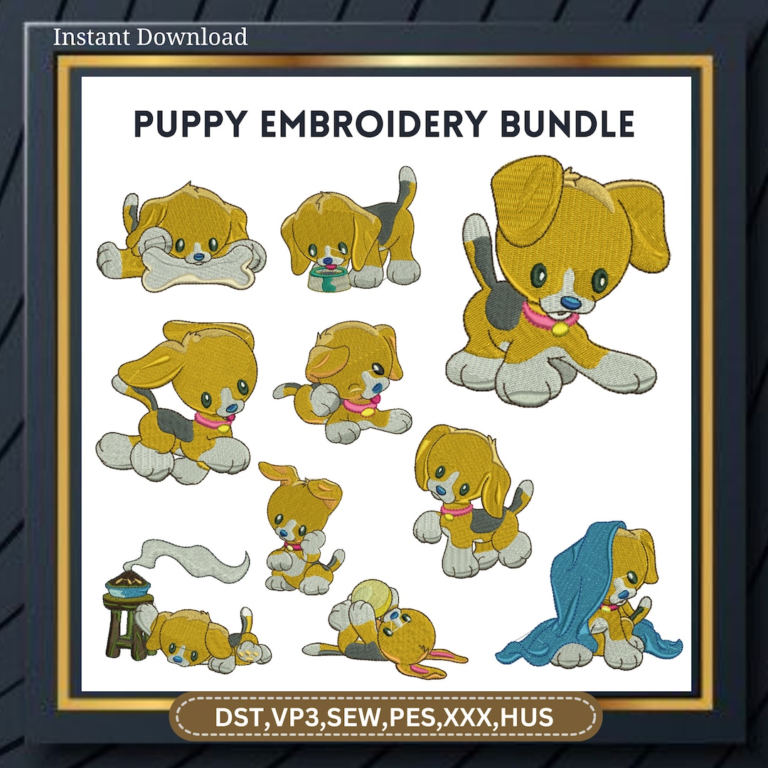 Dog Embroidery Designs Cute Dogs Embroidery File Puppy Embroidery ...