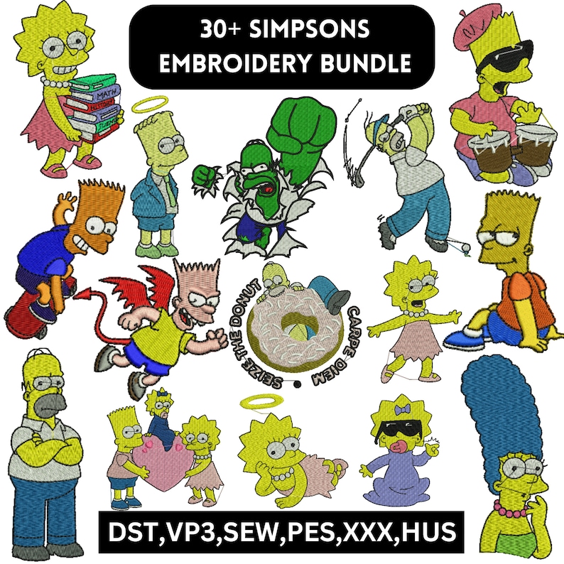 The Simpsons Embroidery Design, Bart Simpson, Simpsons 30 Embroidery ...