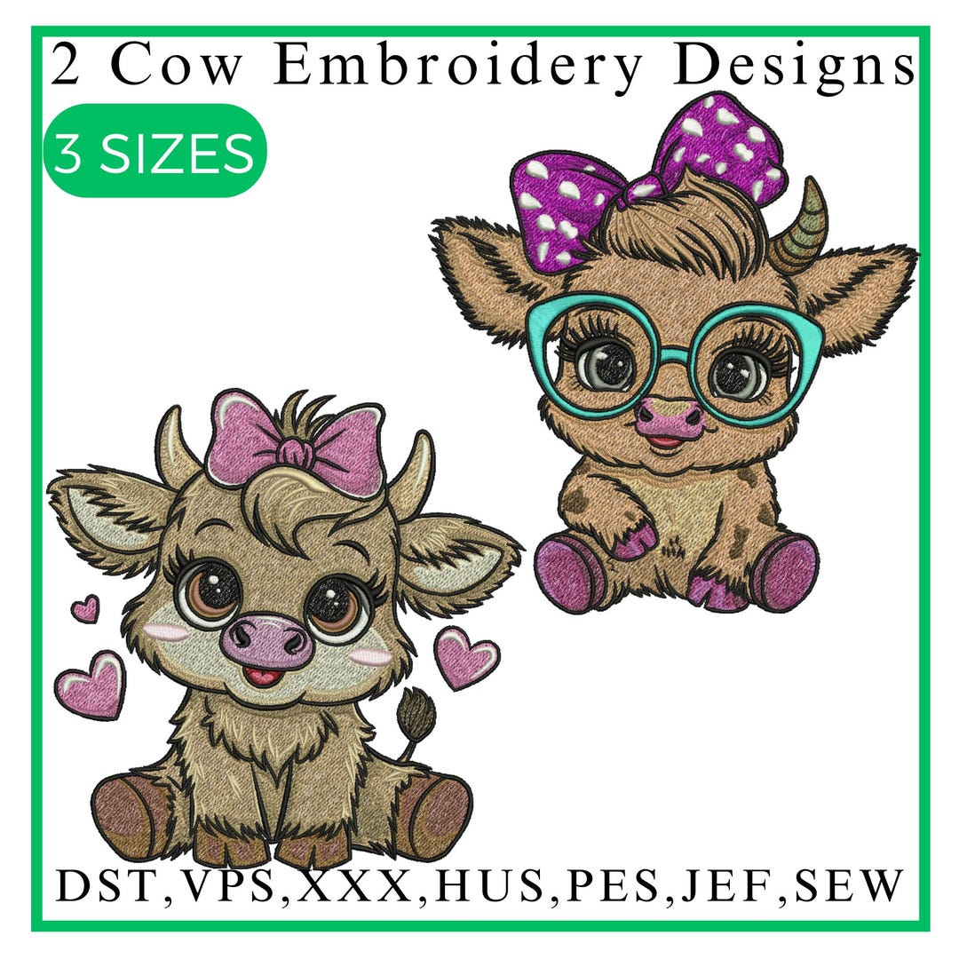 Cow Embroidery Design, Highland Cow Embroidery Design, Highland Heifer ...