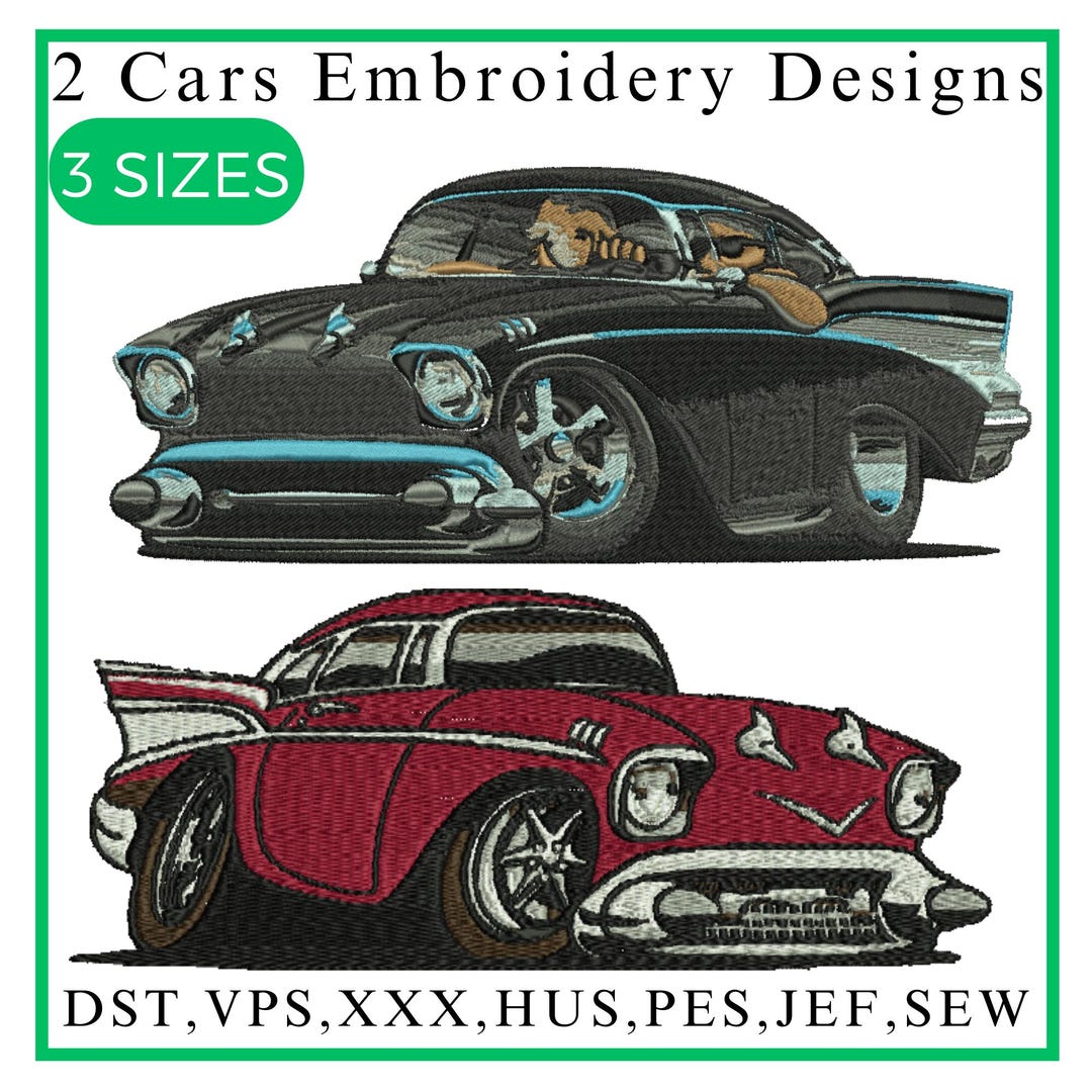 Car Embroidery Designs, Classic Car Embroidery, Lightning Mcqueen ...