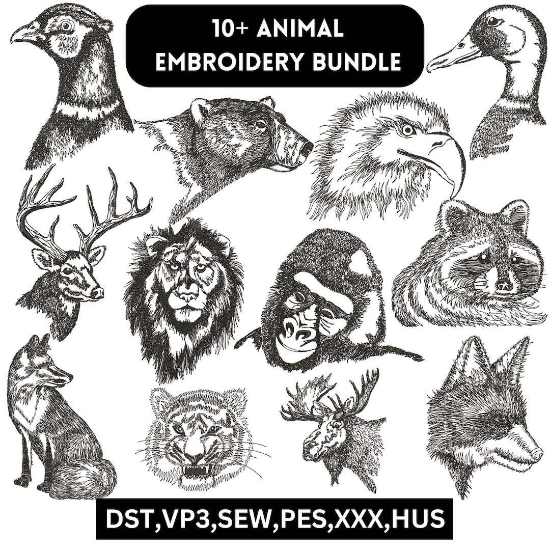 Safari Embroidery Designs, Forest Animals Embroidery, Animals ...