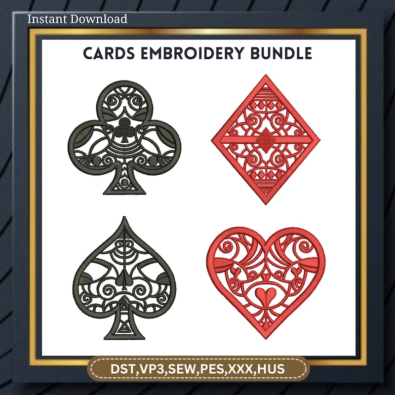 Playing Card Embroidery - Etsy