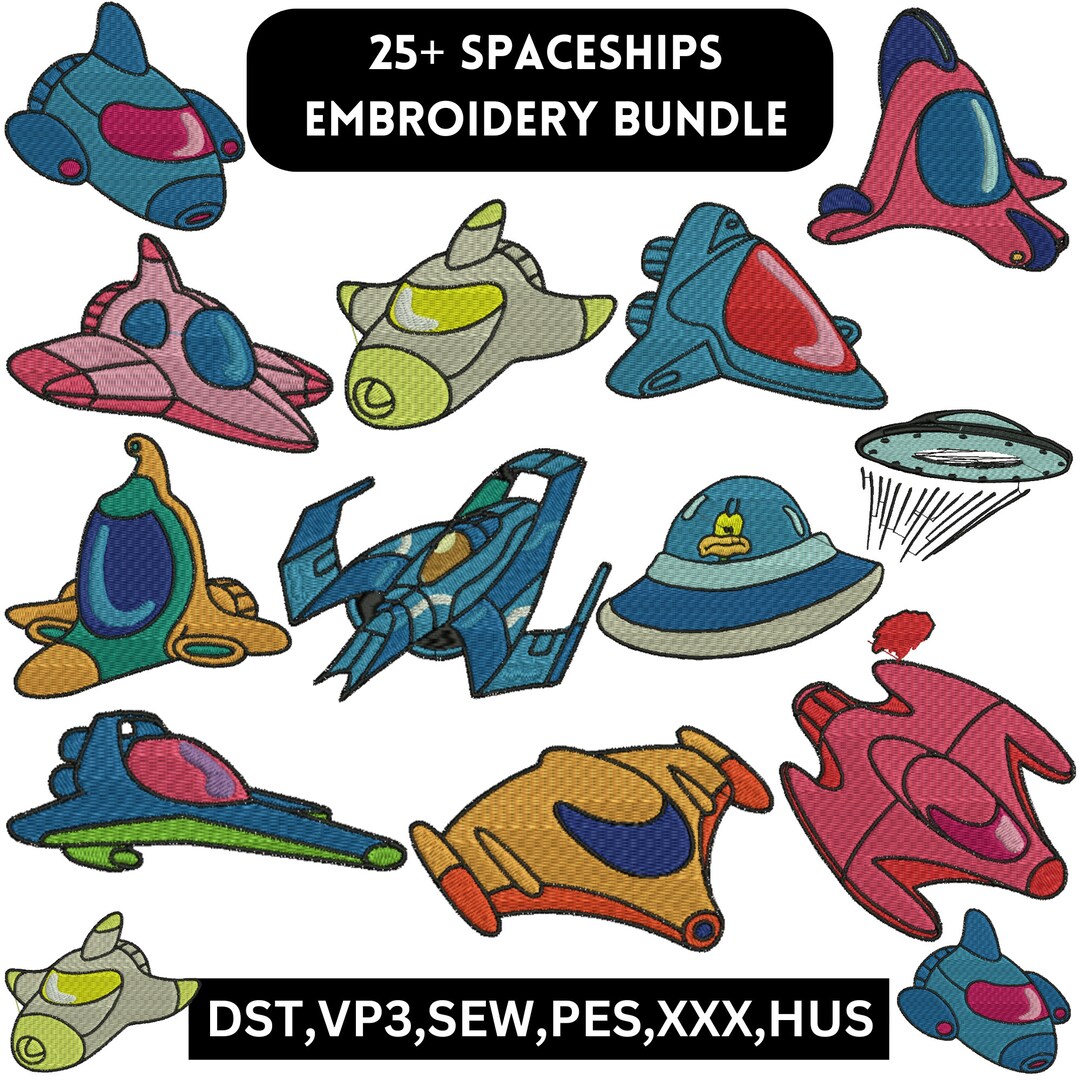 Rocket Embroidery Design, Spacecraft Embroidery, Spaceship Embroidery ...