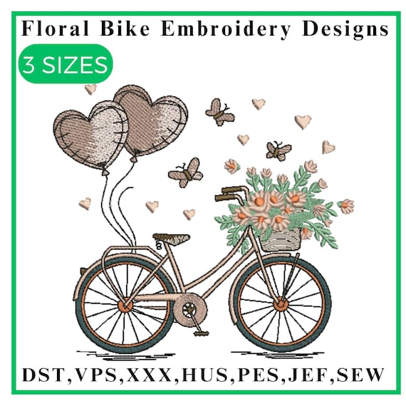 Bicycle Heart Embroidery Design