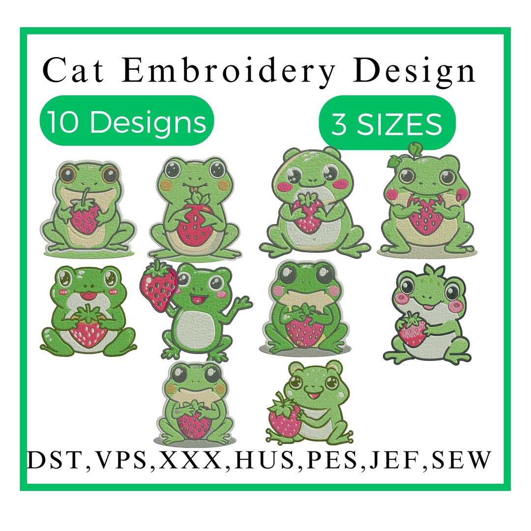 Frog Embroidery Design,mini Frog Embroidery,green Frog Embroidery,baby ...