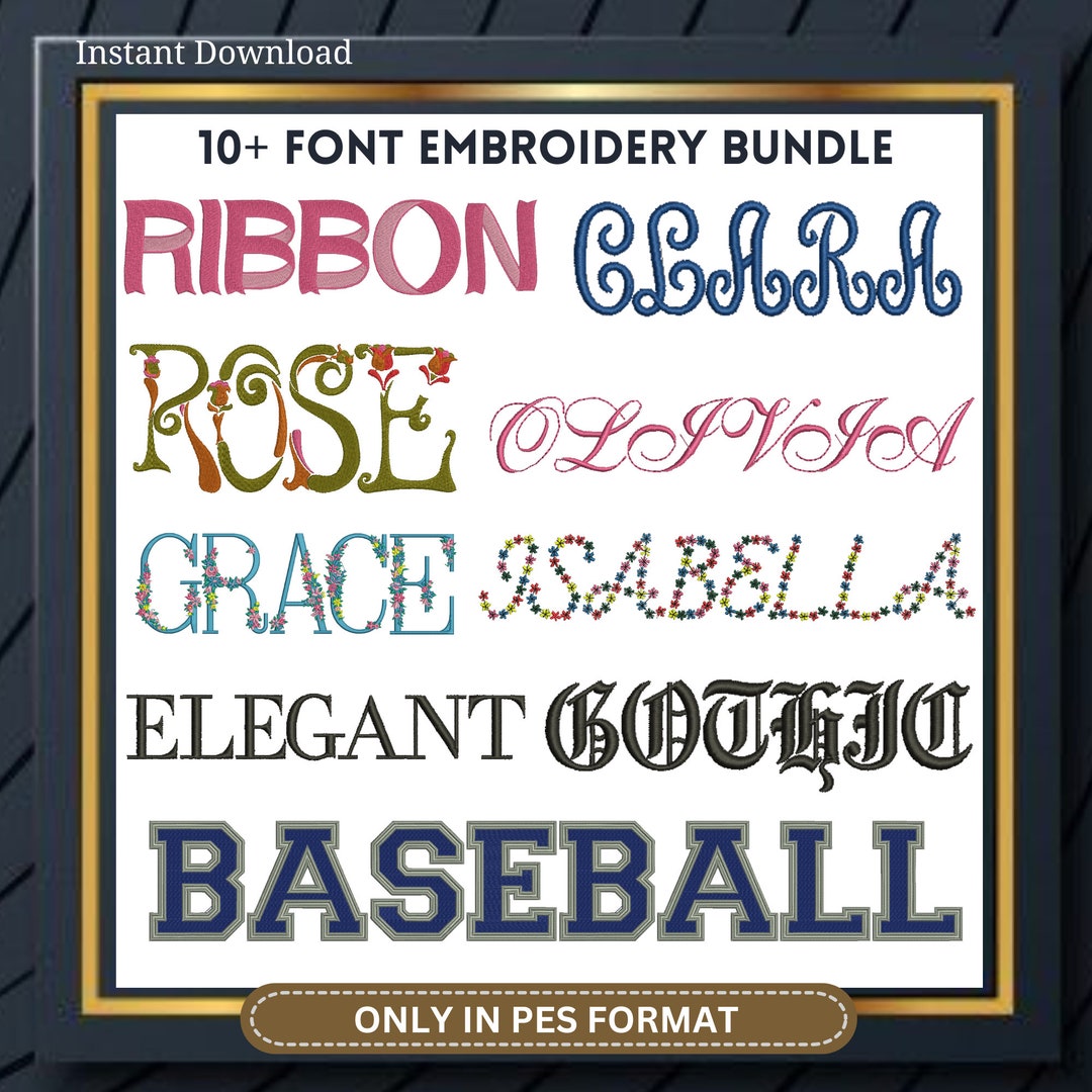 Embroidery Fonts Bundle, Classic Script Embroidery Font, BX Font for ...