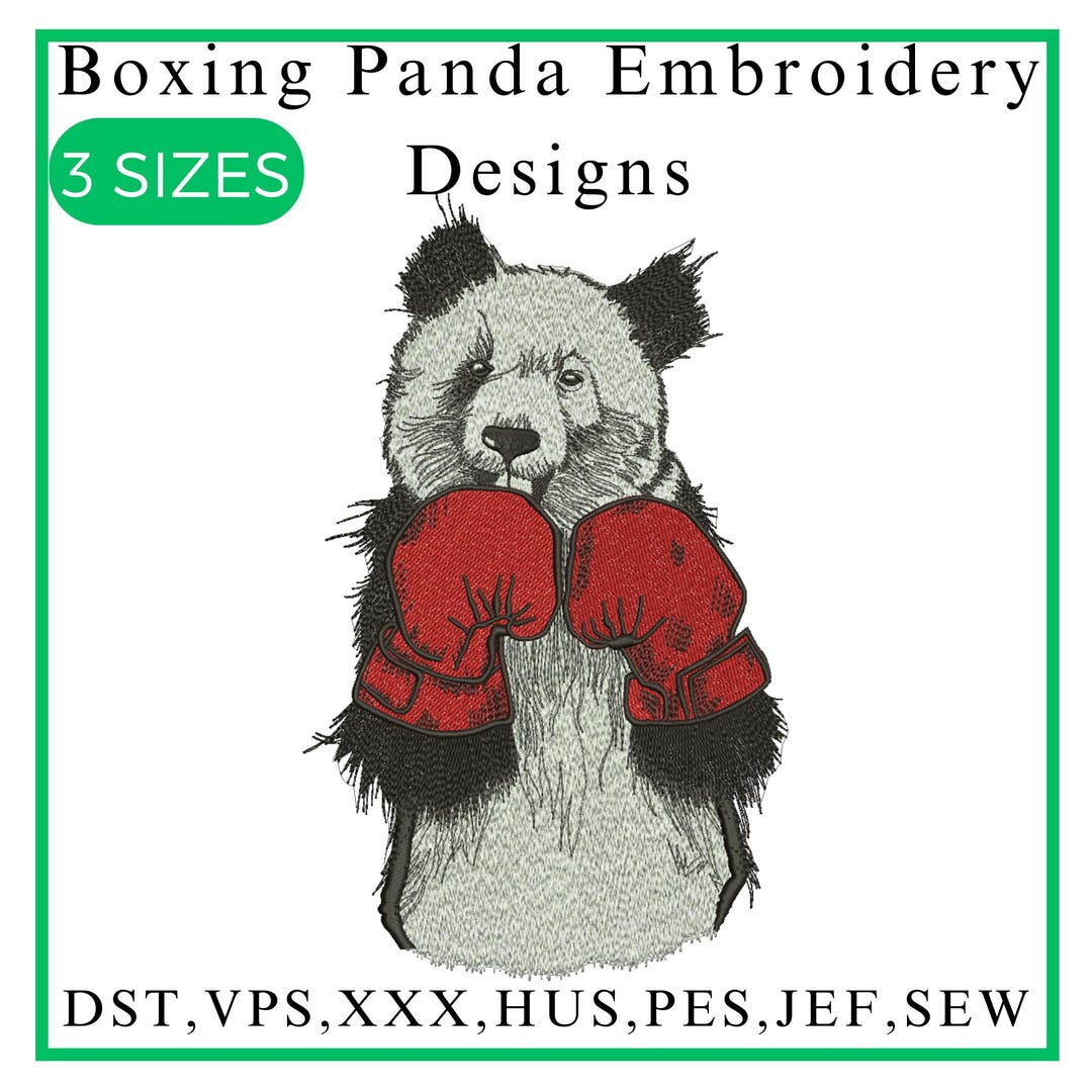 Panda Embroidery Design, Boxing Panda Embroidery, Baby Bear Embroidery ...