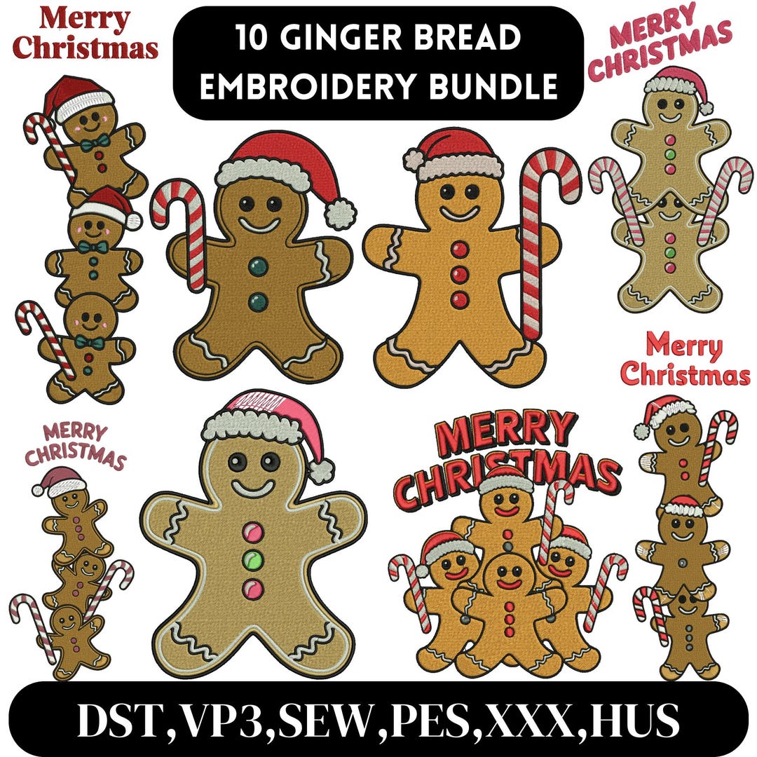 Gingerbread Embroidery Design, Christmas Embroidery, Gingerbread Cookie ...