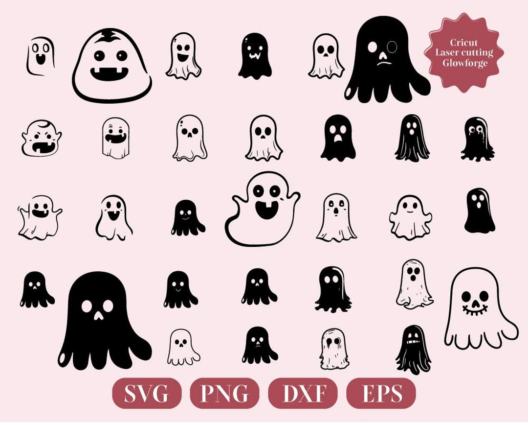 Ghost Bundle Svg, Cute Ghost Clipart, Spooky Season Svg, Ghost Outline ...