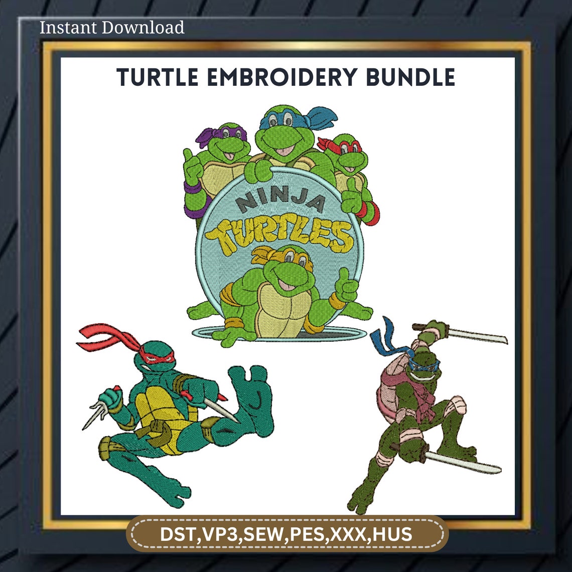 Turtle Embroidery Design, Sea Turtle Embroidery, Ninja Embroidery, Baby Turtle, Animal ...