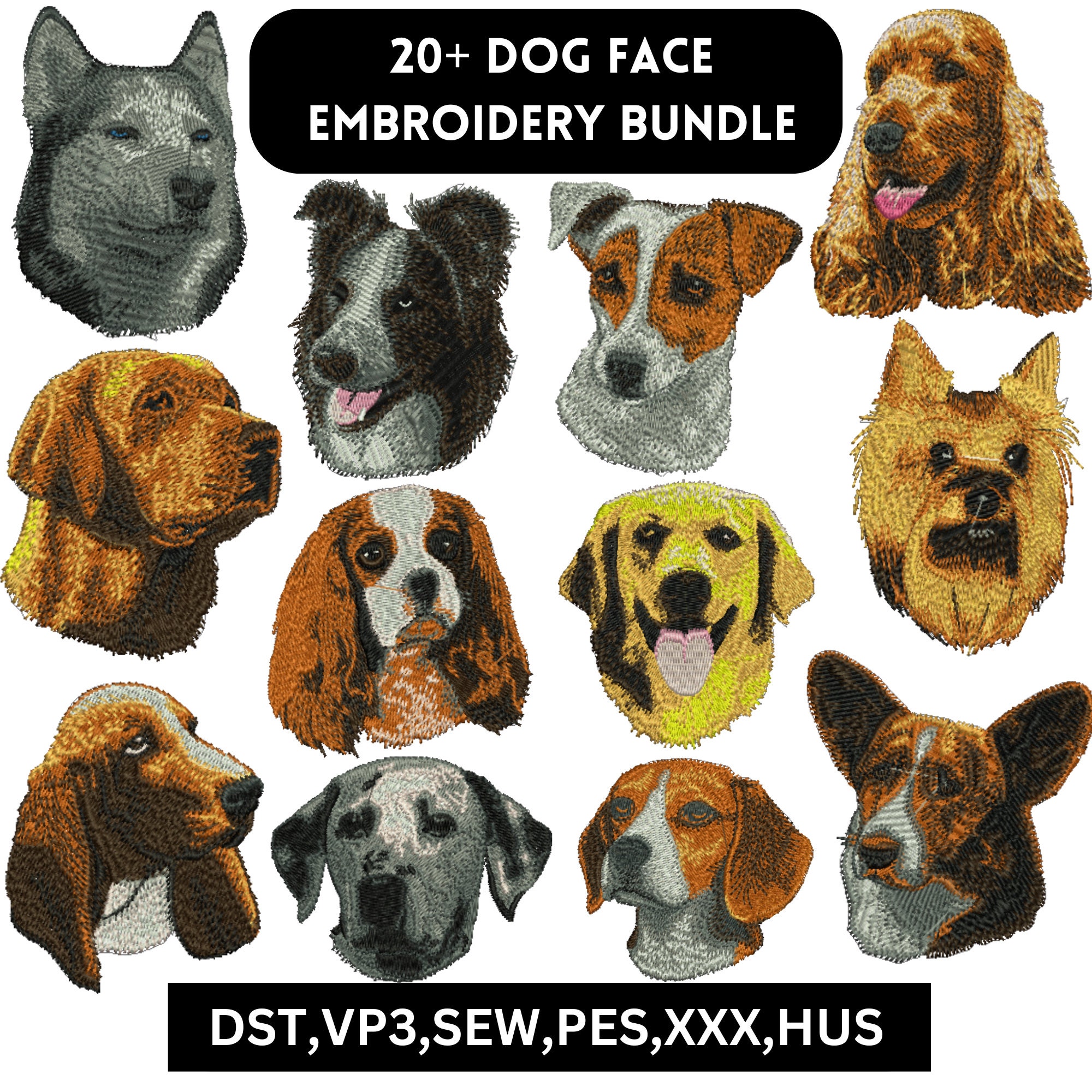 Dog Embroidery Designs, Dog Faces Embroidery, Embroidery Dog, Puppy ...