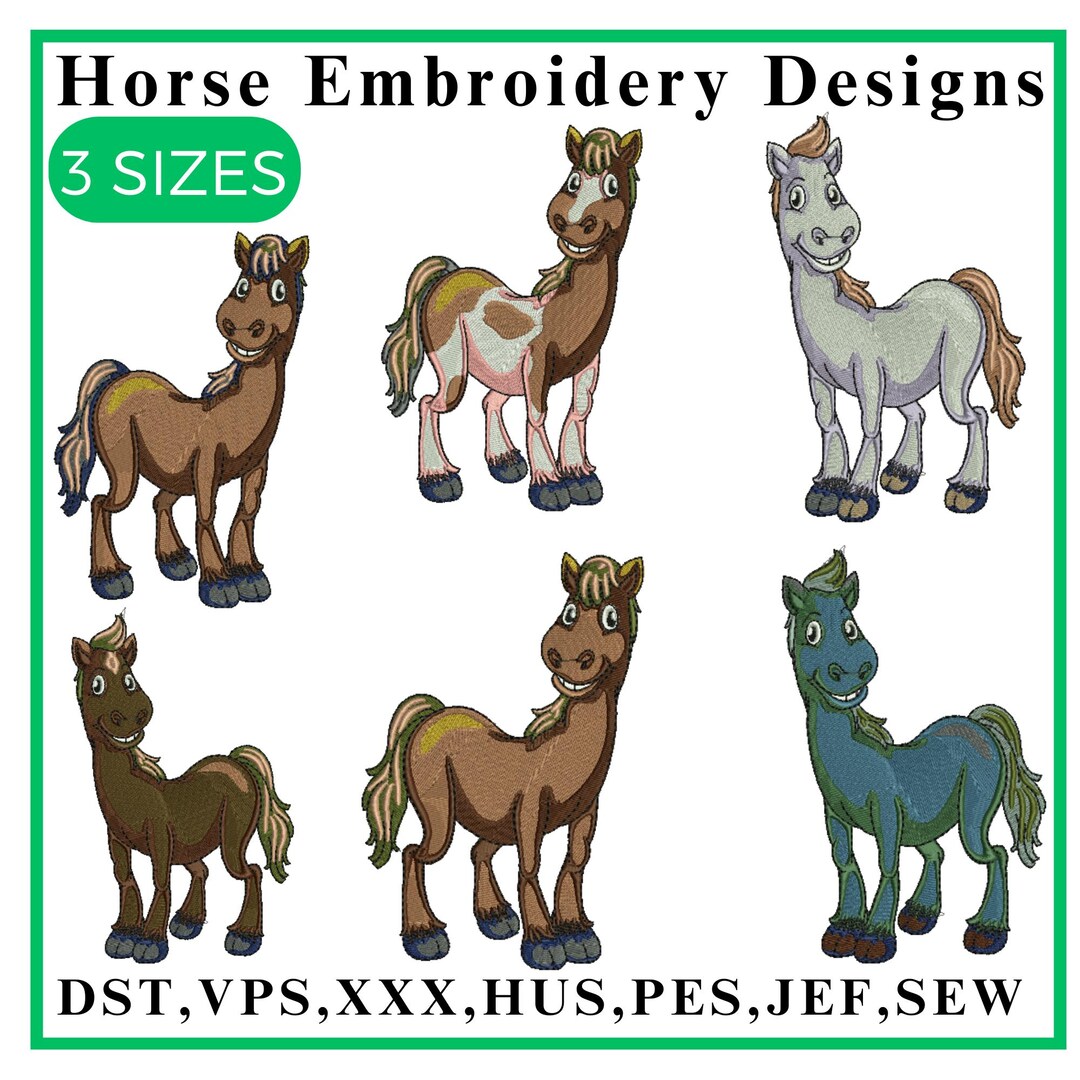Horse Embroidery Design Funky Embroidery Design Cute Horse Embroidery ...