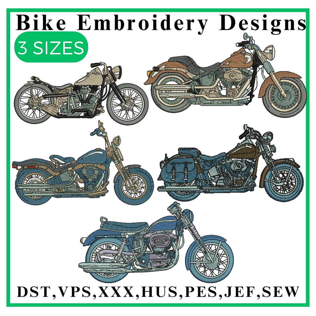 Bike Embroidery Design, Biker Embroidery, Dirt Bike Embroidery, Mini ...
