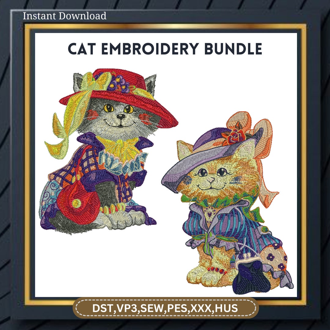 Cat Embroidery Design, Realistic Cat Embroidery, Kitty Embroidery, Pets ...
