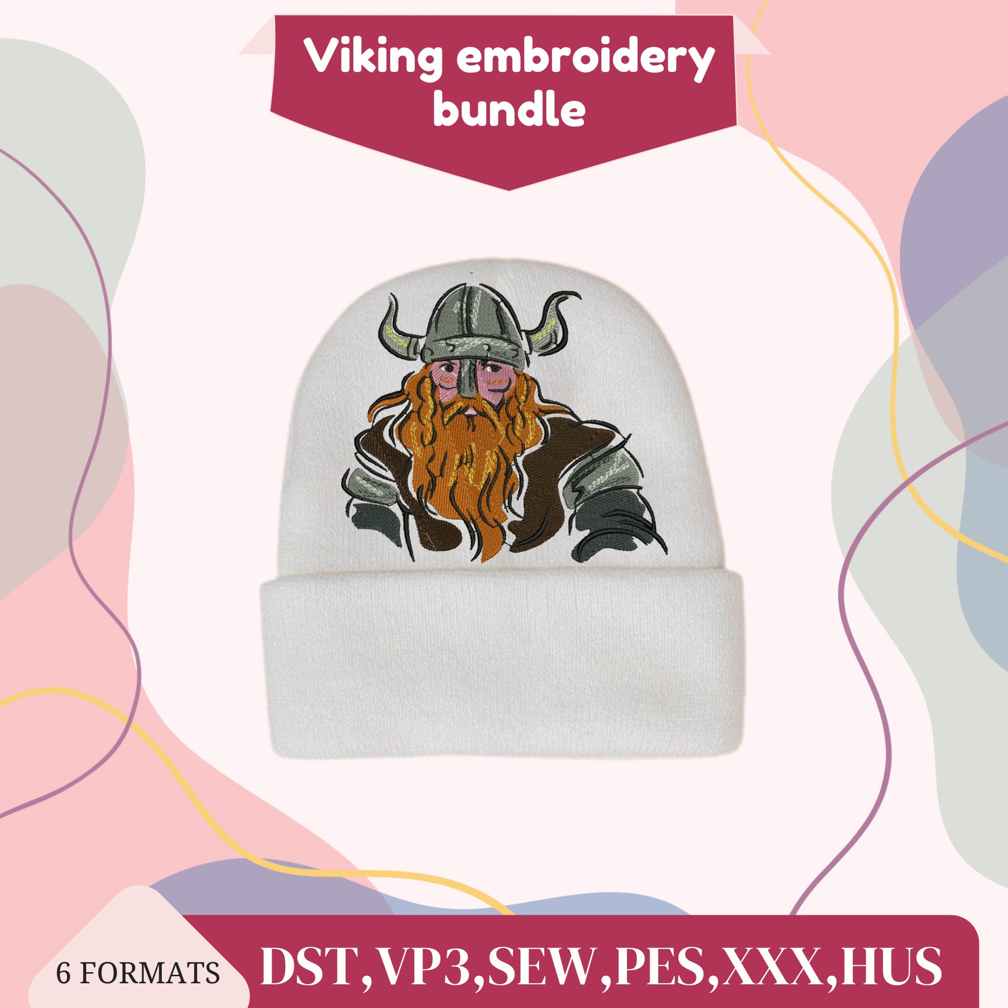 Viking Embroidery Design, Viking Head Embroidery, Viking Head Helmet ...