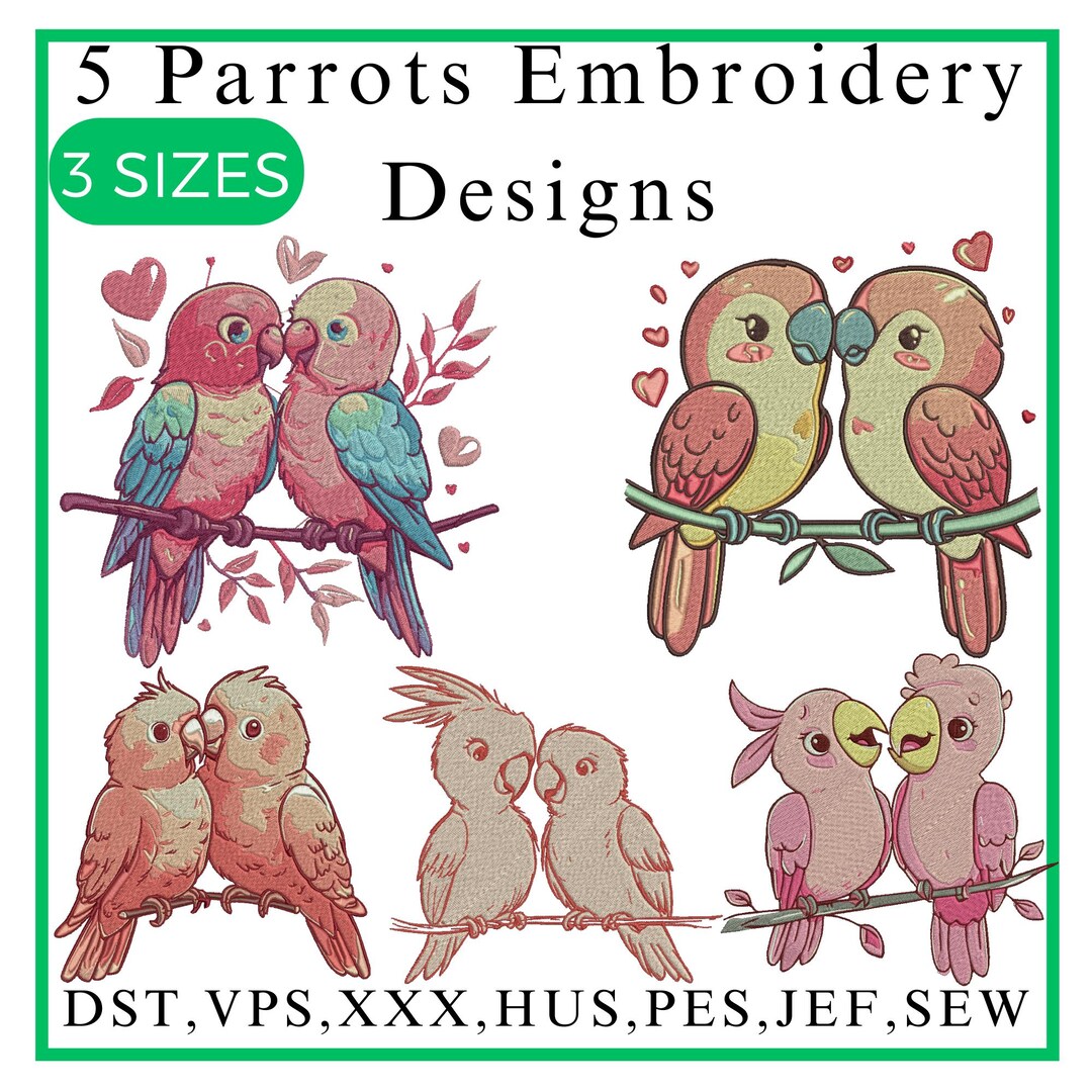 Parrot Embroidery Design, Bird Embroidery, Bird Design Pattern, Love ...