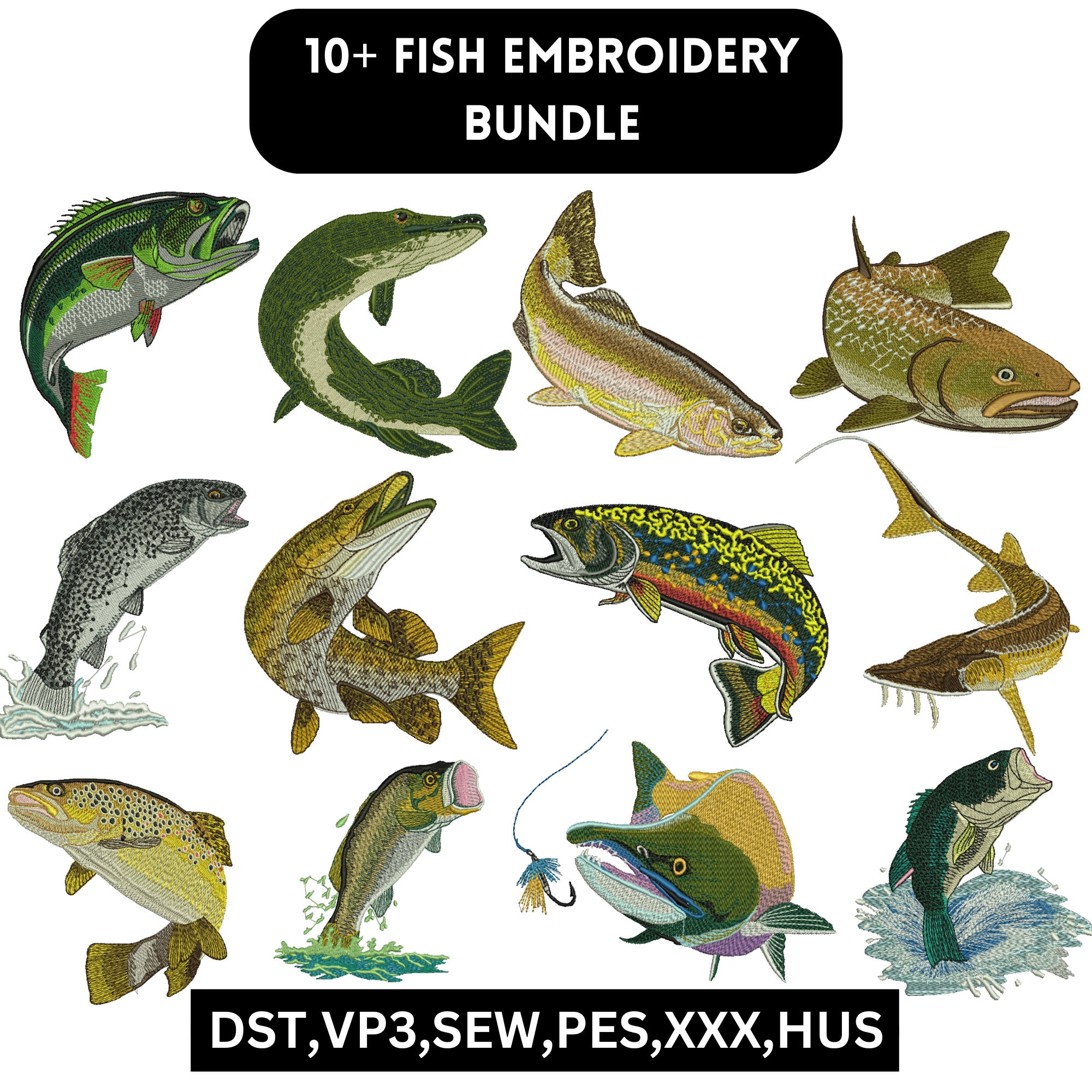 Fish Embroidery Design, Tropical Fish Embroidery, Fishing Embroidery ...