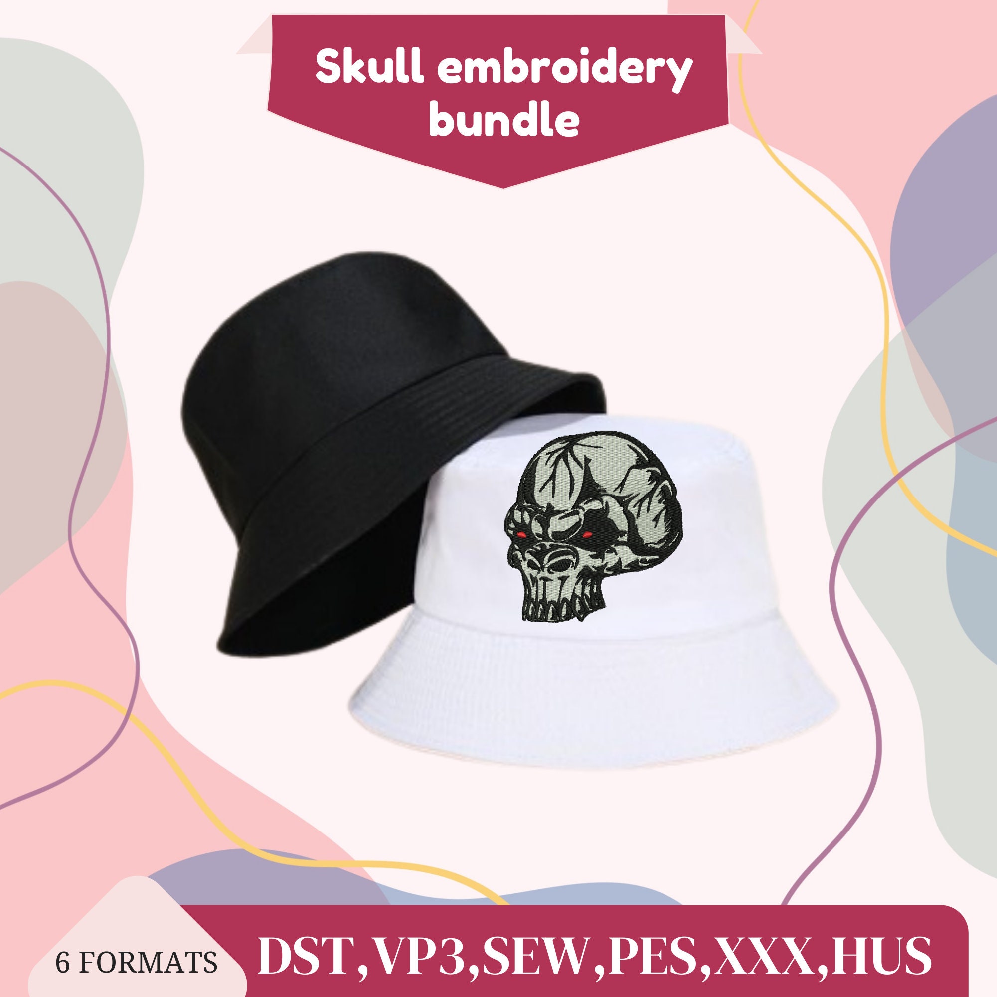 Skull Embroidery Design, Cool Skull Embroidery, Brutal White Skull ...