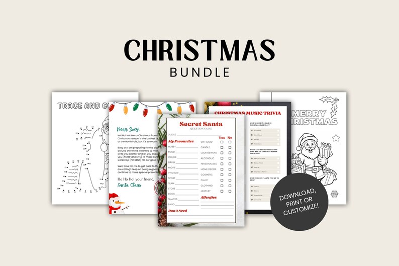 Christmas Bundle | Printable Christmas List Template | Christmas Santa ...