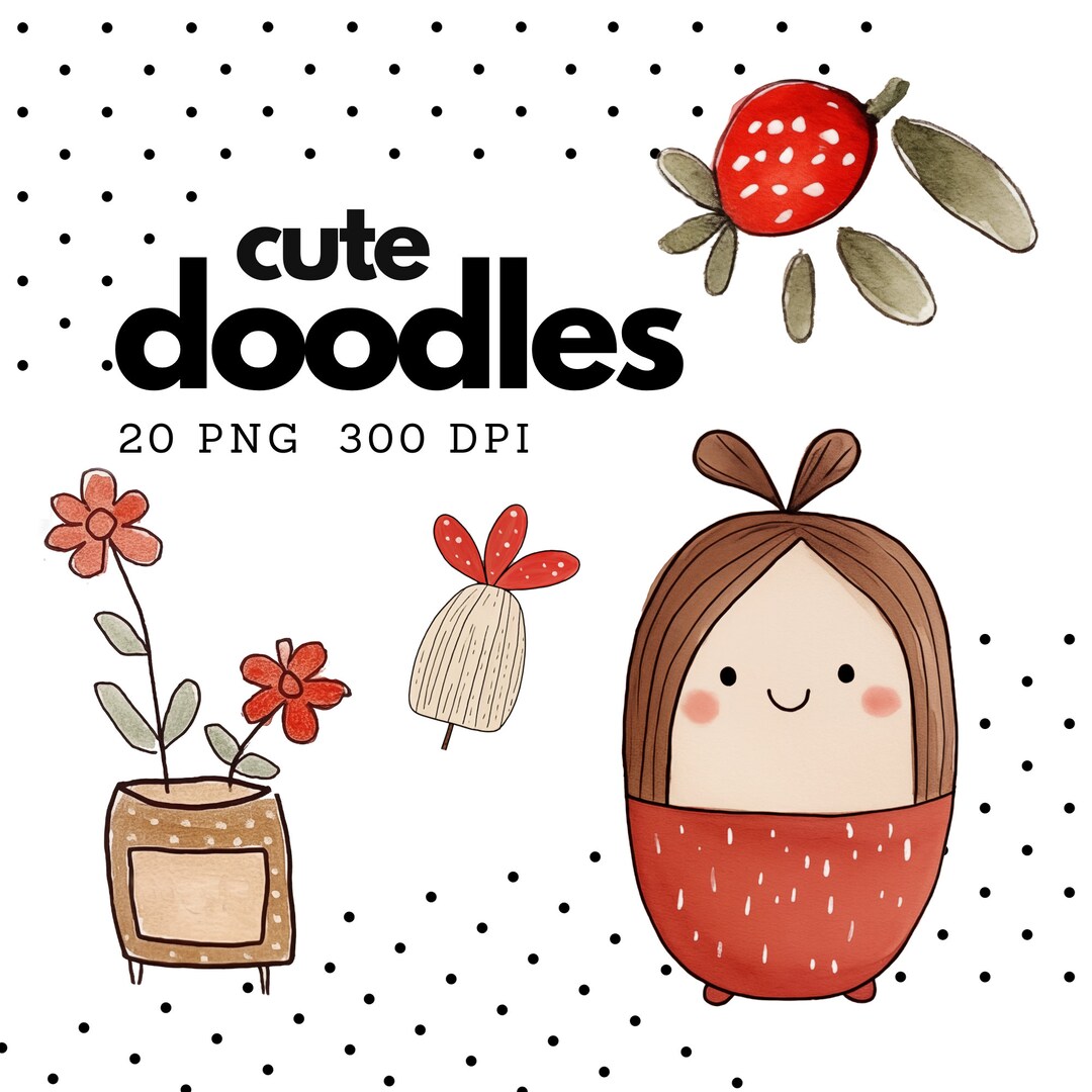 Adorable Clipart Doodle Heart Flower Doodle Cute New Year Doodle ...