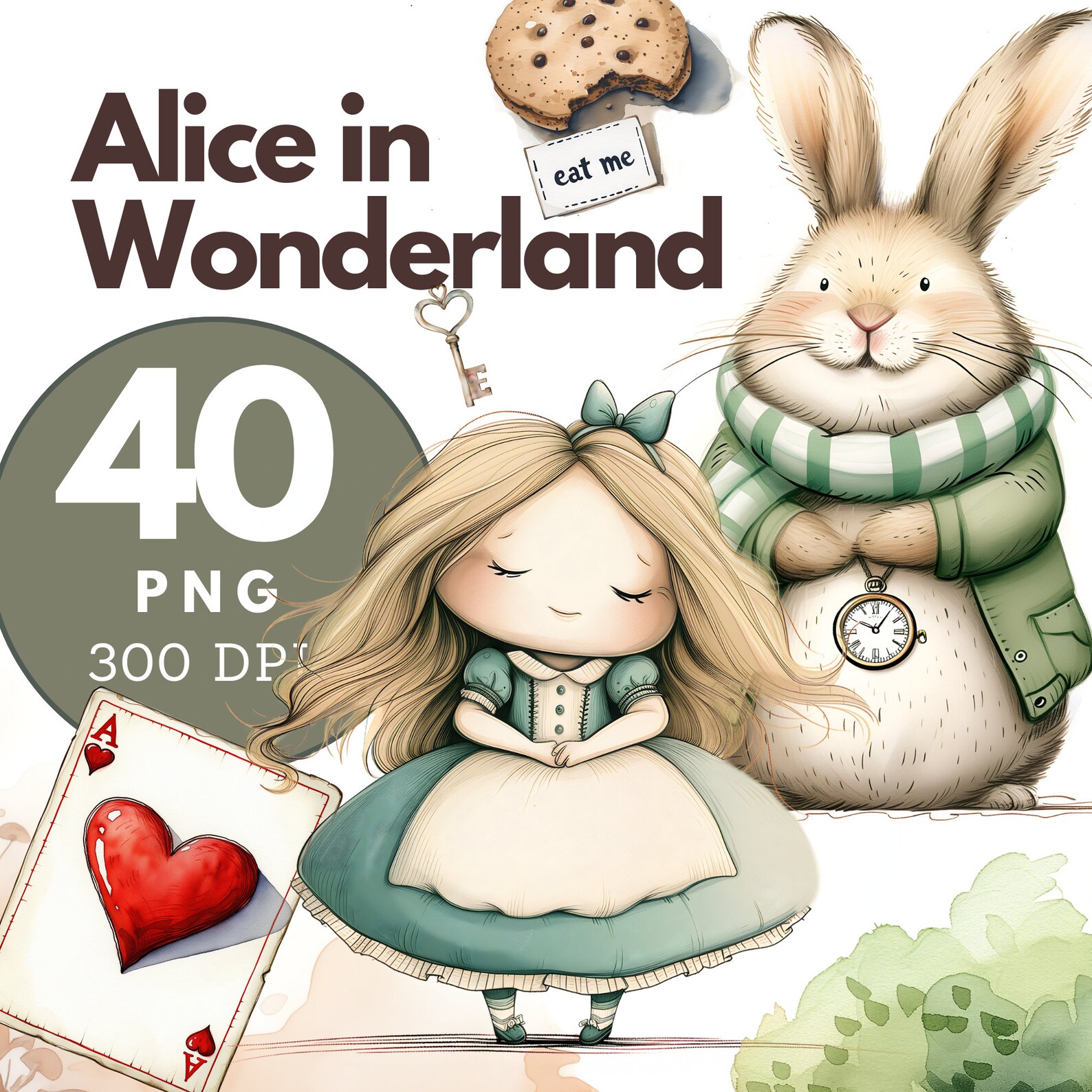 Alice in Wonderland Clipart Alice Clipart Watercolor Alice Kids Clipart ...