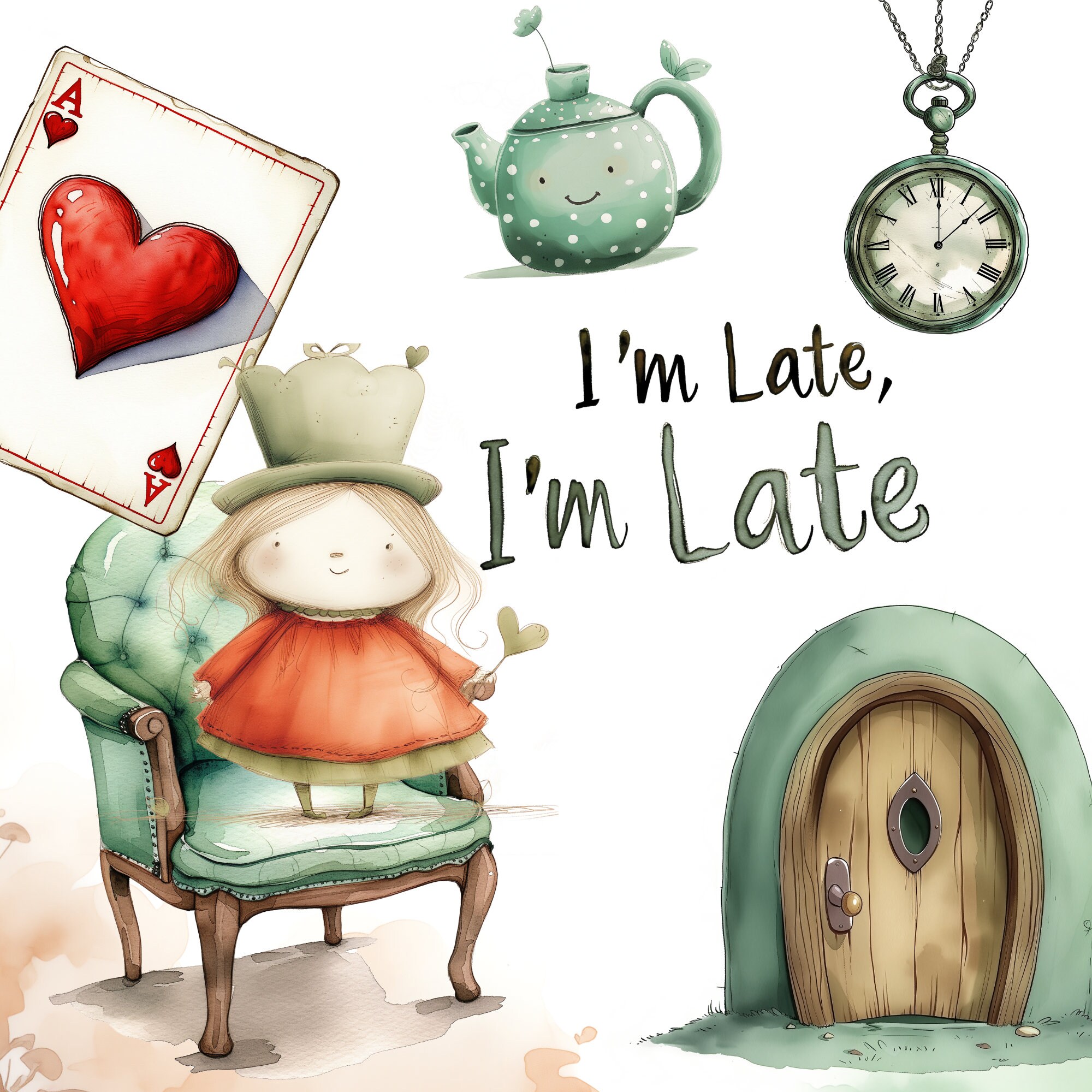 Alice in Wonderland Clipart Alice Clipart Watercolor Alice Kids Clipart ...