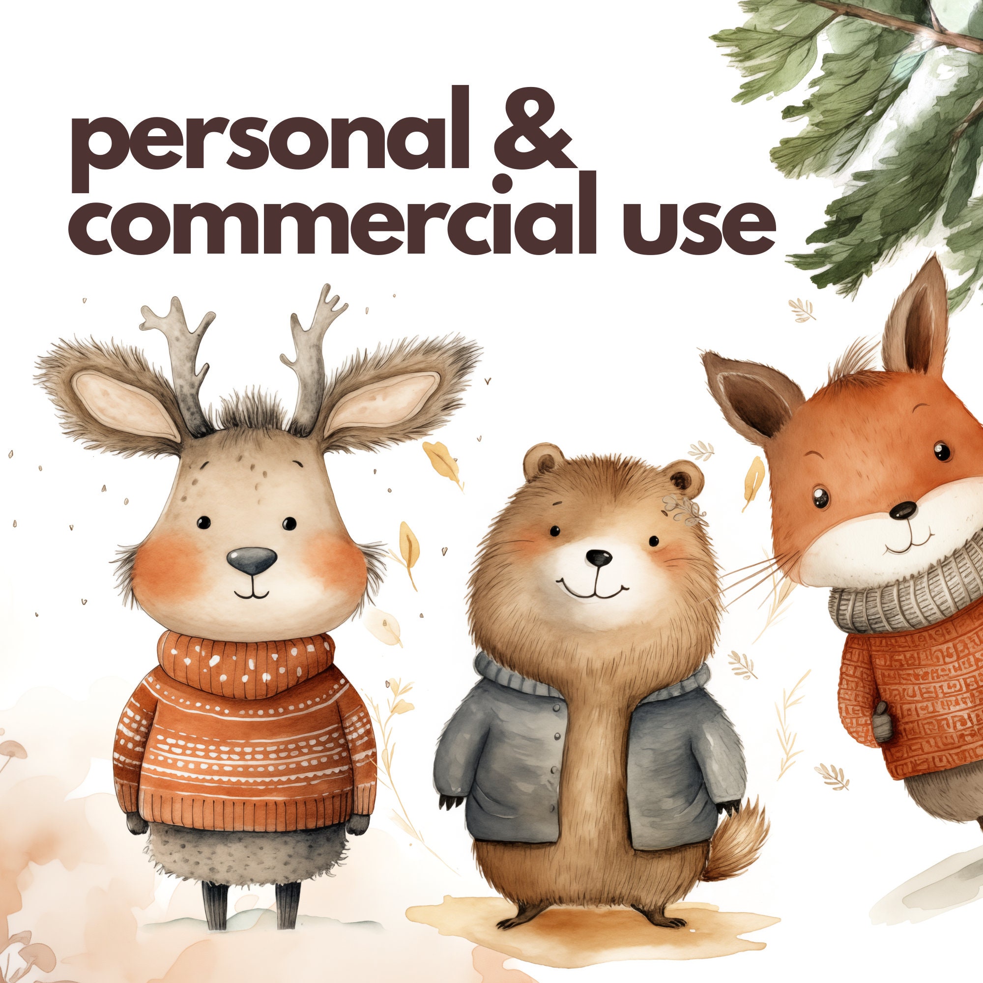 Woodland Animals Clipart, Forest Animals, Nursery Decor, Boho ...