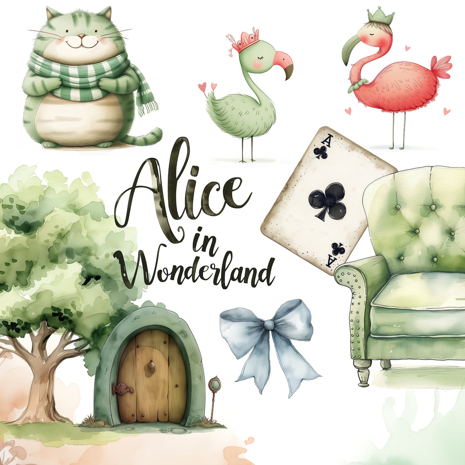 Alice in Wonderland Clipart Alice Clipart Watercolor Alice Kids Clipart ...