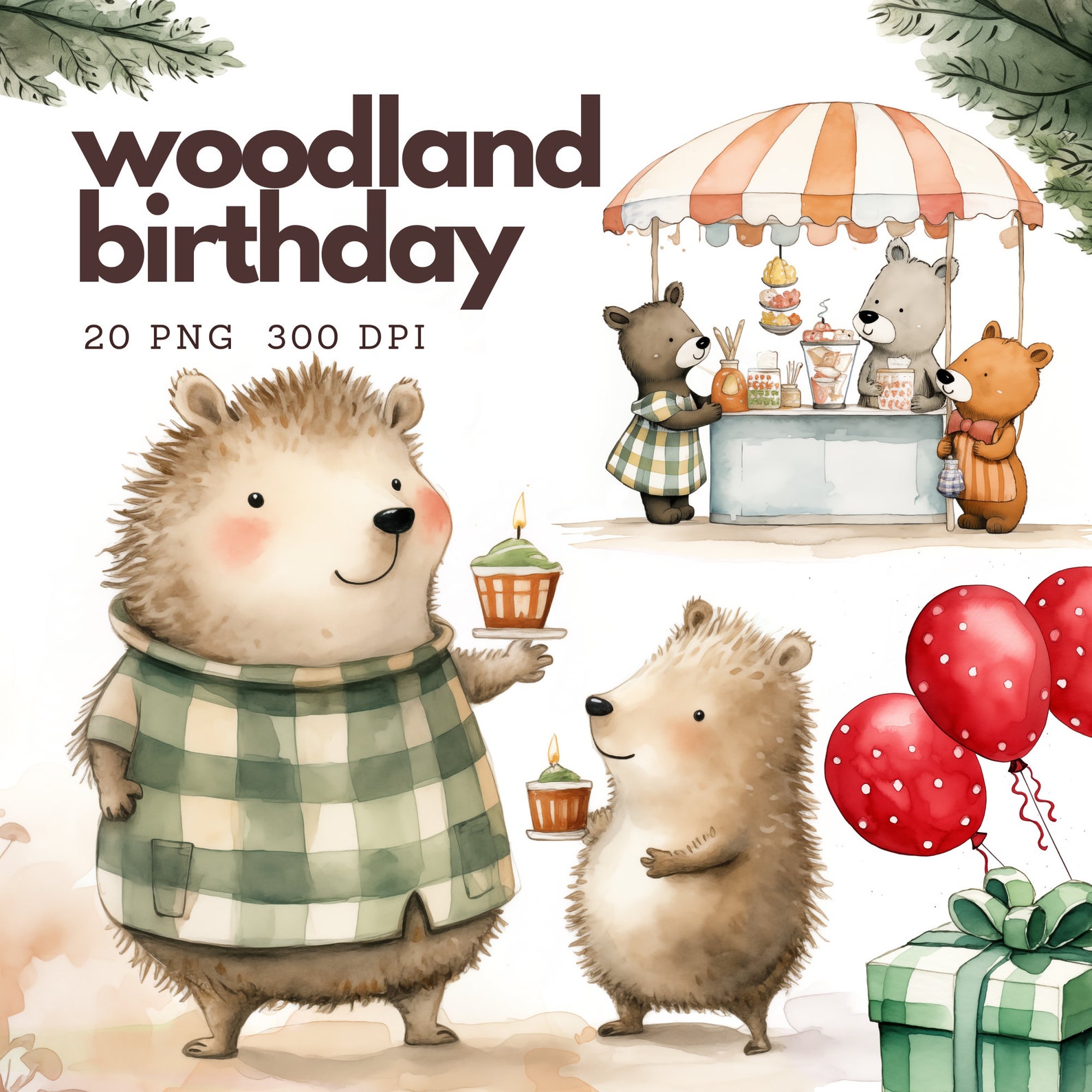 Woodland Animals Clipart, Birthday Clipart, Woodland Baby Shower ...