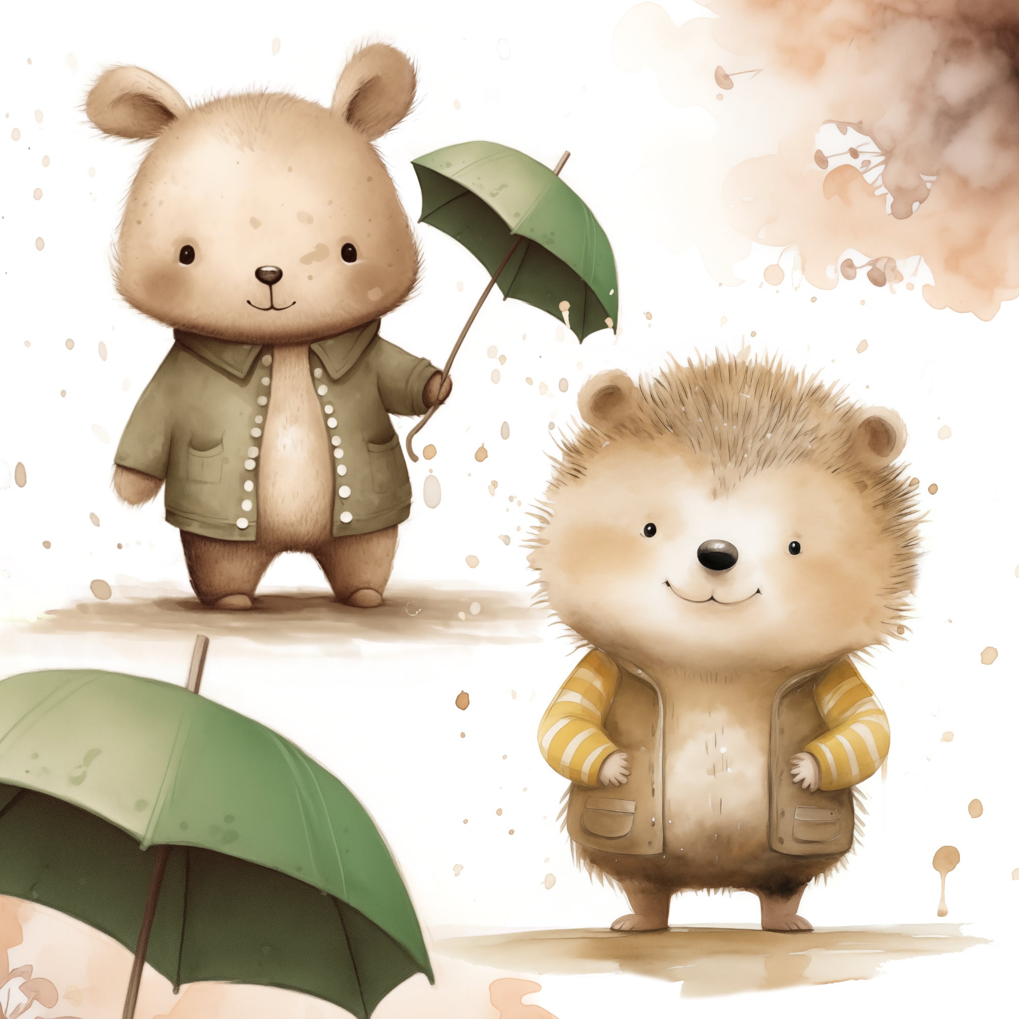 Woodland Watercolor Clipart, Nursery Wall Decor Boho Baby Shower PNG ...