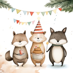 Woodland Animals Clipart, Birthday Clipart, Woodland Baby Shower ...