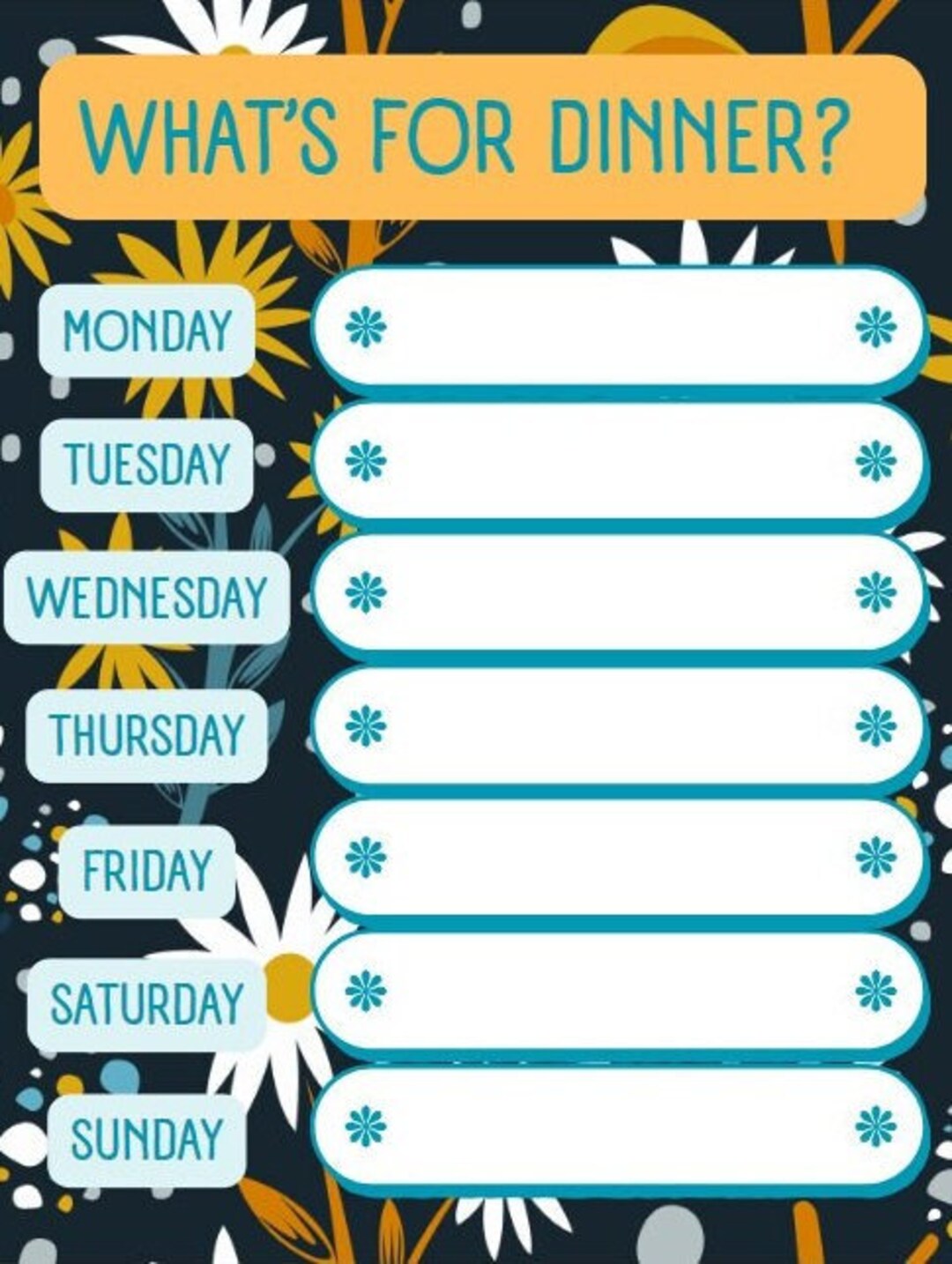 Dinner Menu, Printable, What's for Dinner?, Weekly Menu, Dinner ...