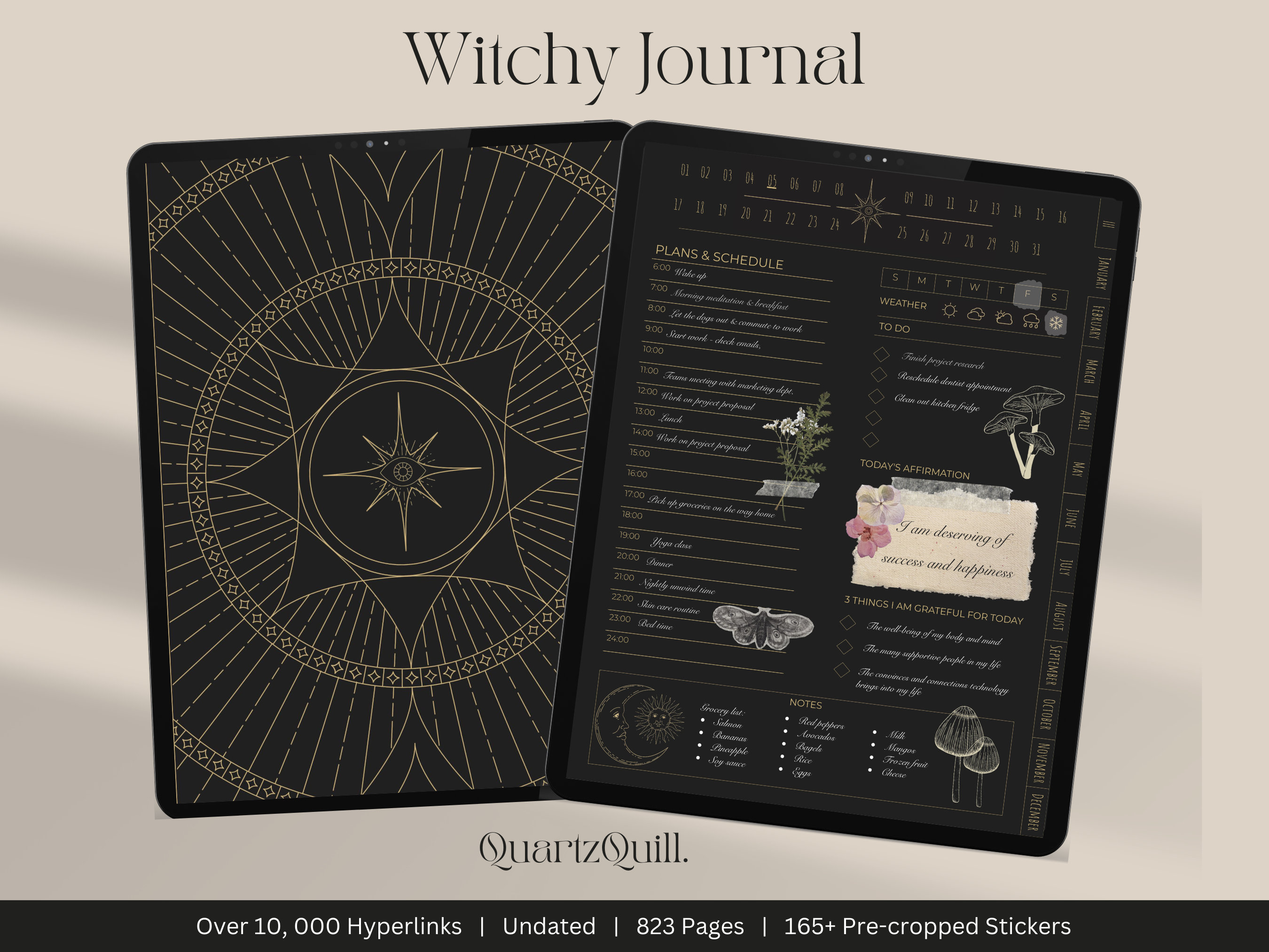 Witchy Digital Planner Daily Journal Undated Hyperlinked Goodnotes ...