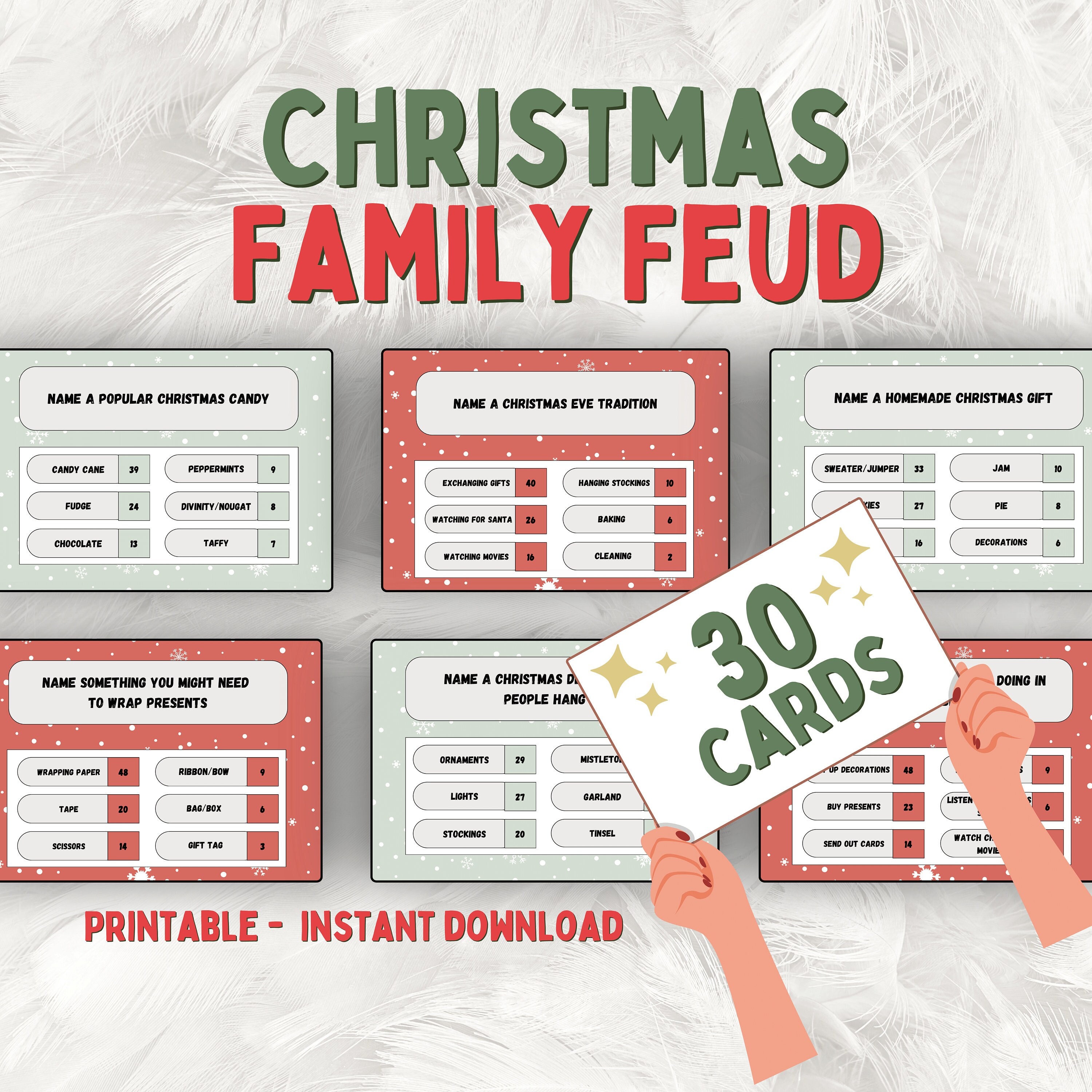 Christmas Family Feud Printable Game, Christmas Friendly Feud Quiz ...