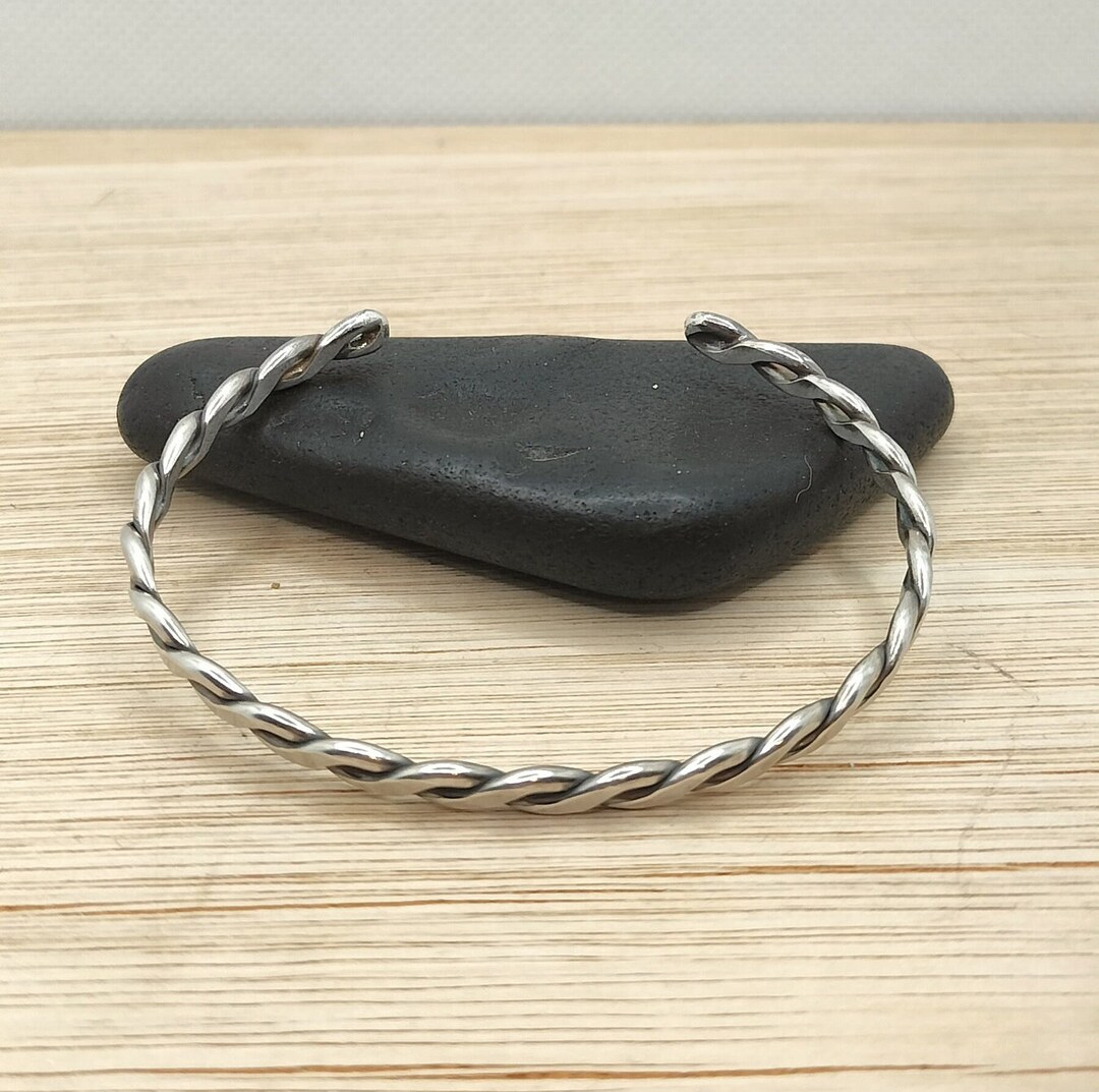 Sterling Silver Torque Bracelet - Etsy