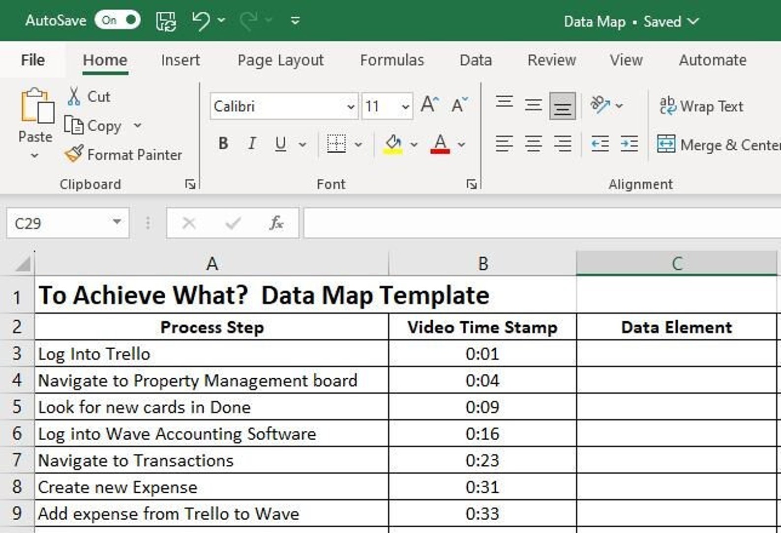 Data Map RPA Excel Template Process Map Template for Robotic Process ...