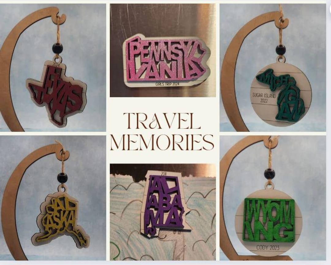Unique Travel Journey Mementos - Personalized State Word Art Ornaments ...