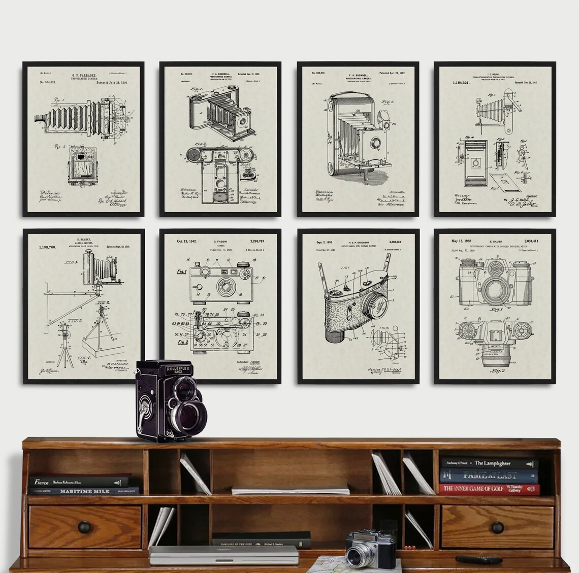 Vintage Camera Patent 8 Poster Set, Photographic Camera Patents ...