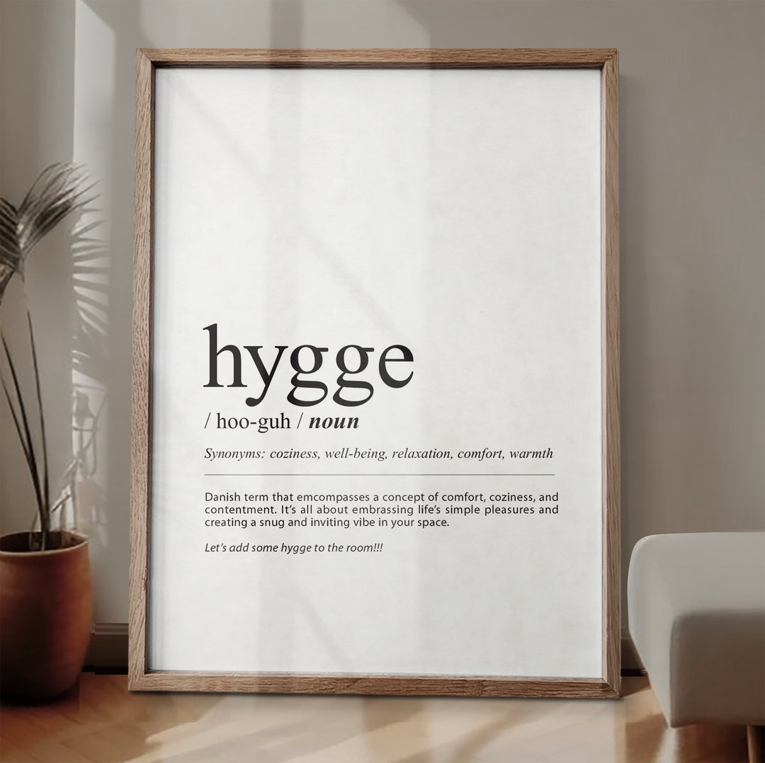 Hygge Definition Print, Hygge Definition Wall Poster, Typography ...