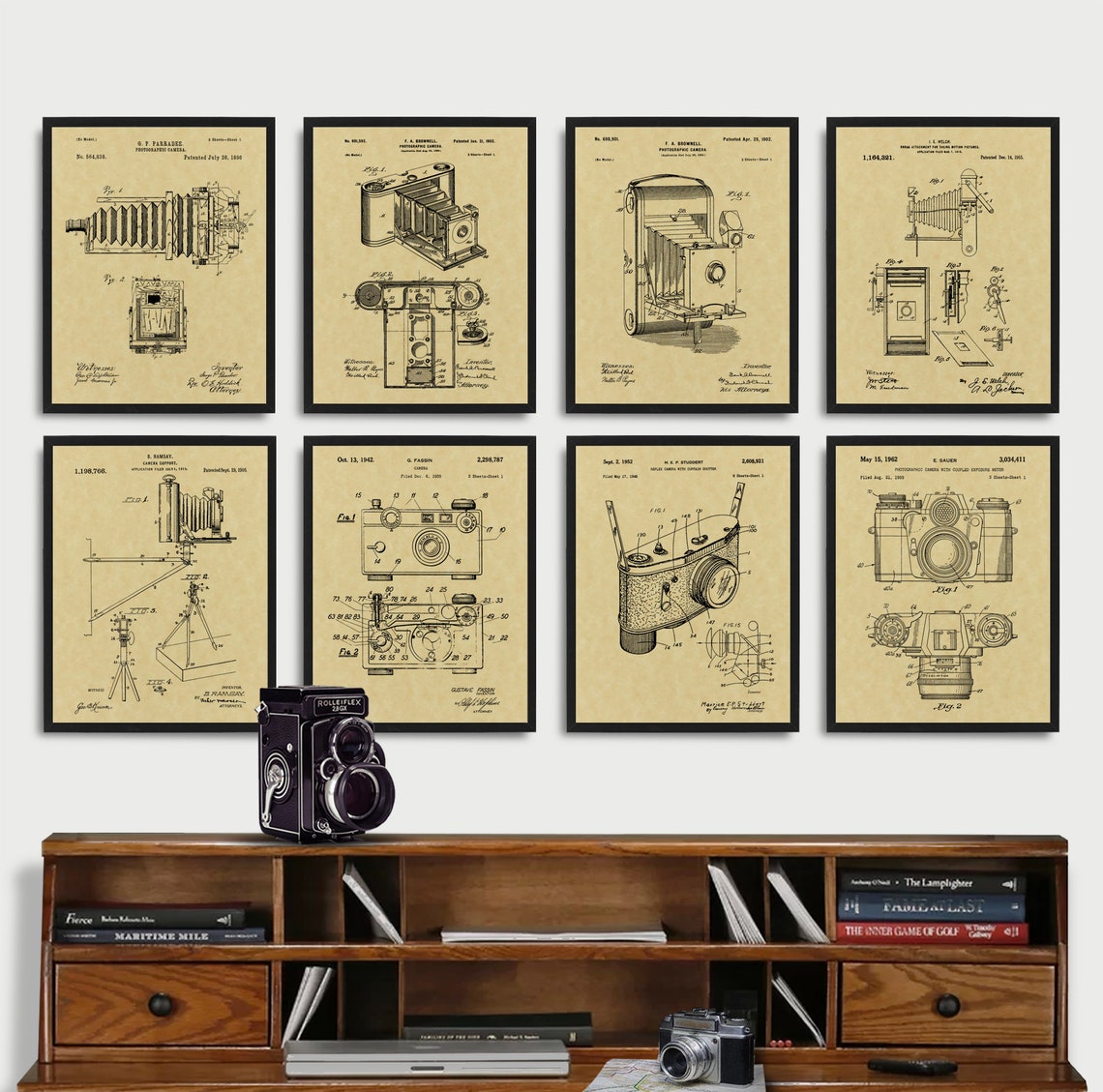 Vintage Camera Patent 8 Poster Set, Photographic Camera Patents ...