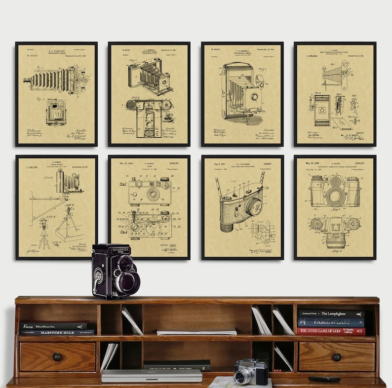 Vintage Camera Patent 8 Poster Set, Photographic Camera Patents ...