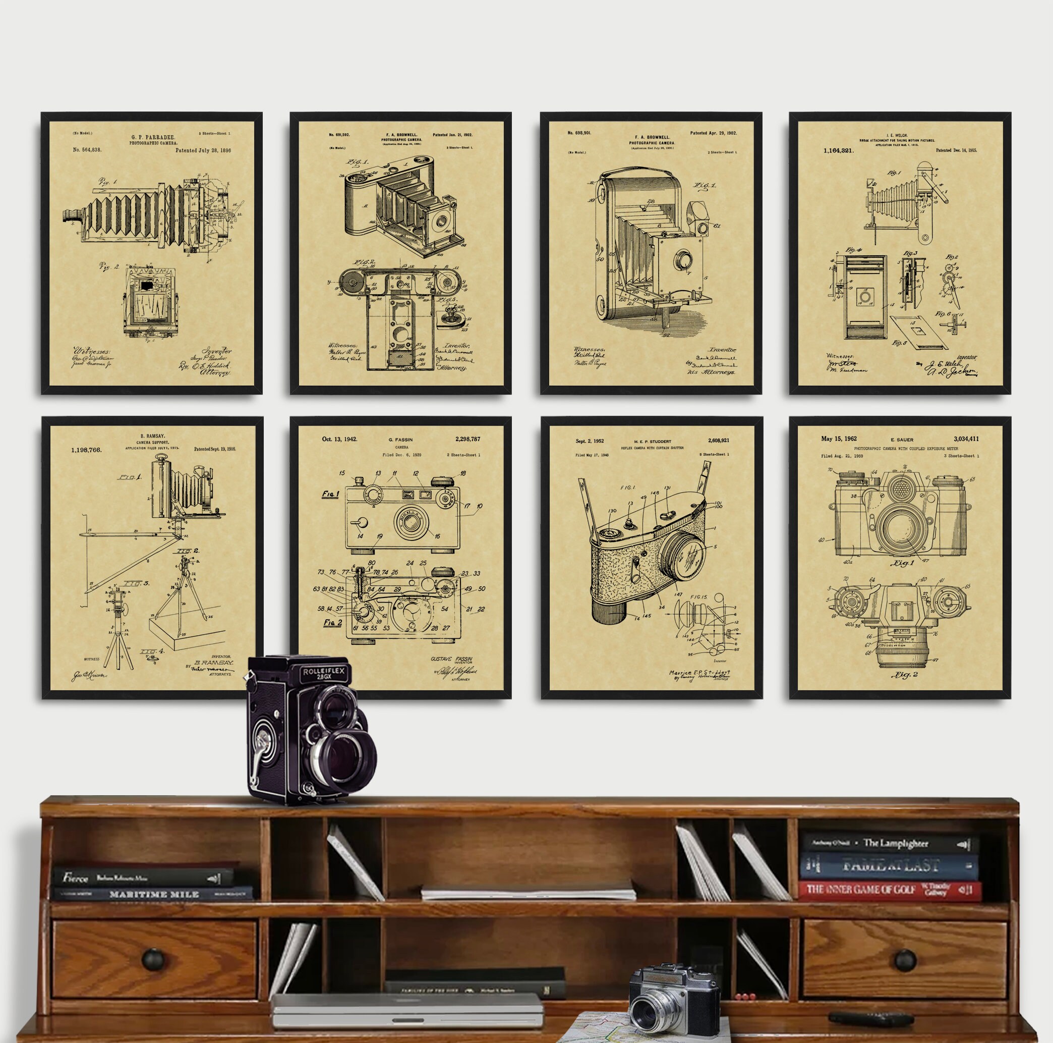 Vintage Camera Patent 8 Poster Set, Photographic Camera Patents ...