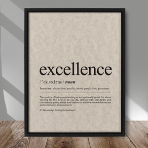 Excellence Definition Print, Excellence Definition Art Poster ...