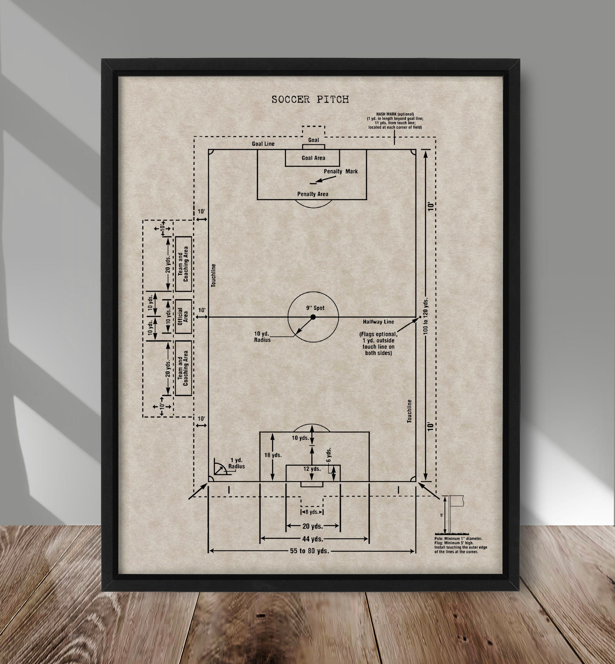 Soccer Pitch Print, Soccer Field Poster, Vintage Sport Field Print ...