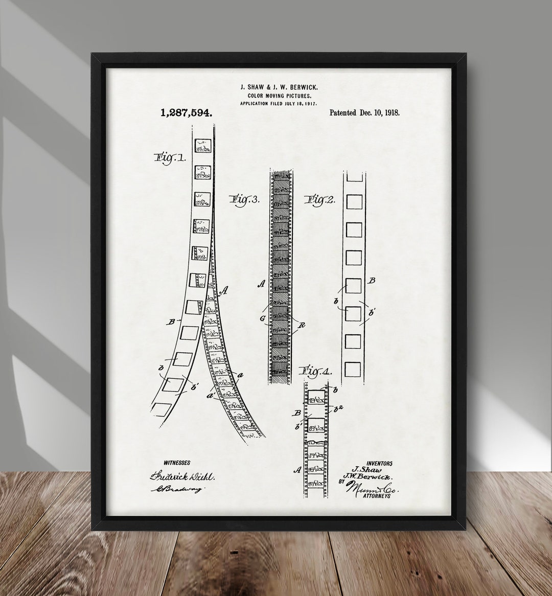 Color Moving Pictures Patent Poster, Vintage Movie Strip Patent Print ...