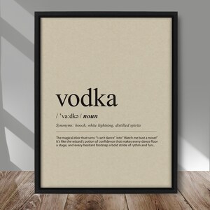 Vodka Definition Print, Vodka Definition Poster, Alcohol Definition ...